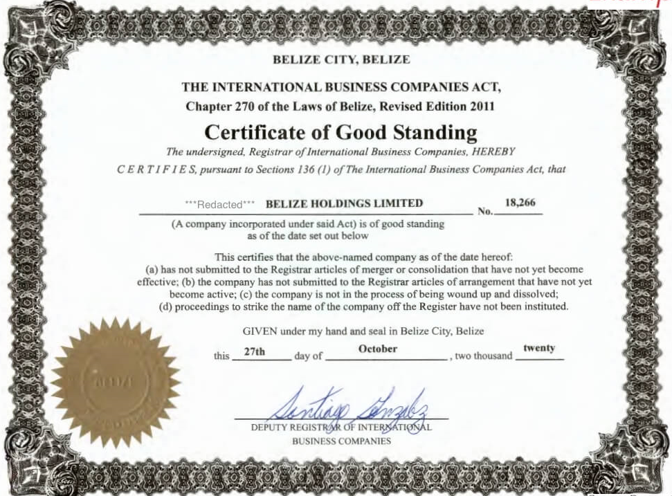 伯利兹公司营业执照/商业登记证书/公司注册证书有什么信息？_公司新闻_信息中心_国外征信网